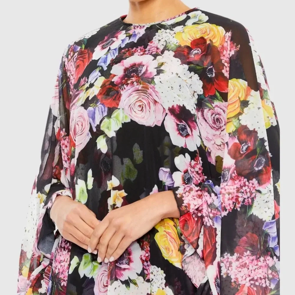 Mac Duggal | Dresses | Mac Duggal Floral Cape Dress | Poshmark